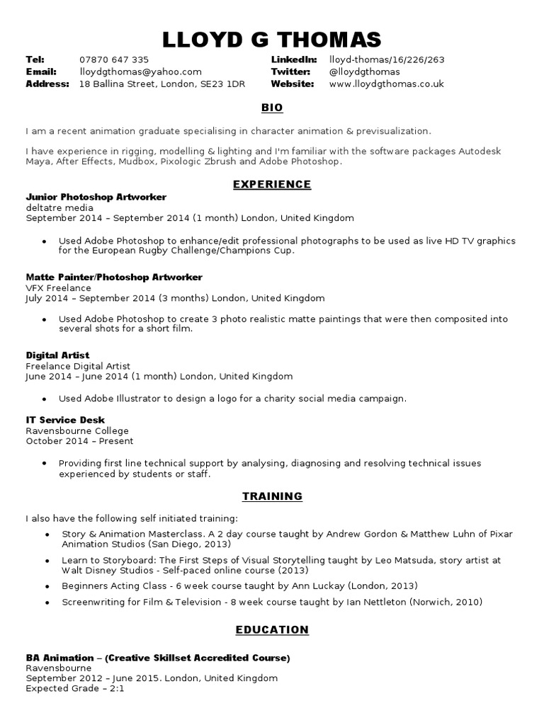 Lloyd Thomas CV - 02 06 2015 | PDF