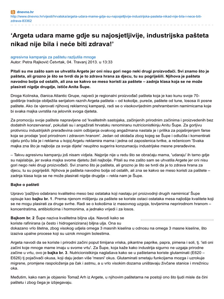 Opasni Aditivi U Hrani | PDF