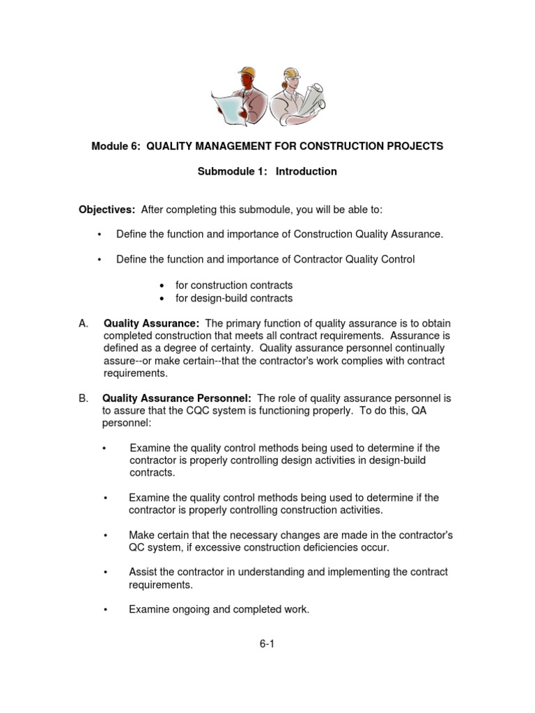 Construction Quality Assurance Overview | PDF | Quality Assurance ...