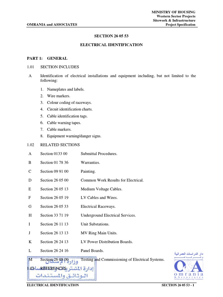 Electrical Identification Specifications | PDF | Cable | Electrical Wiring