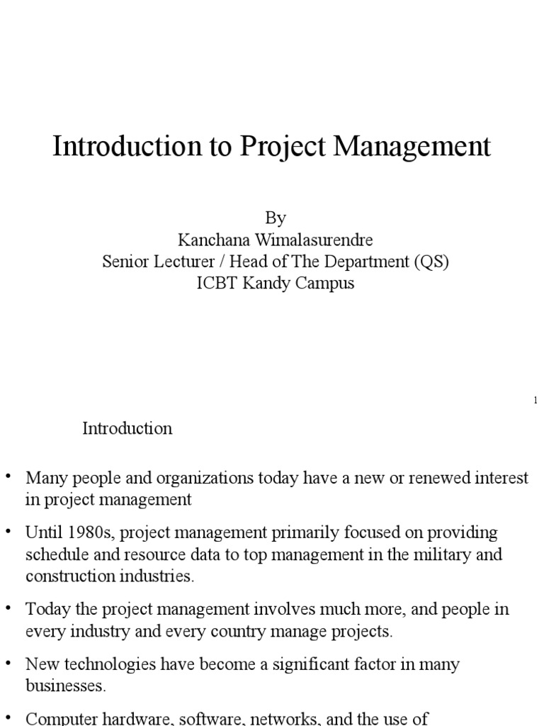 Introduction To Project Management | PDF | Project Manager | Project ...