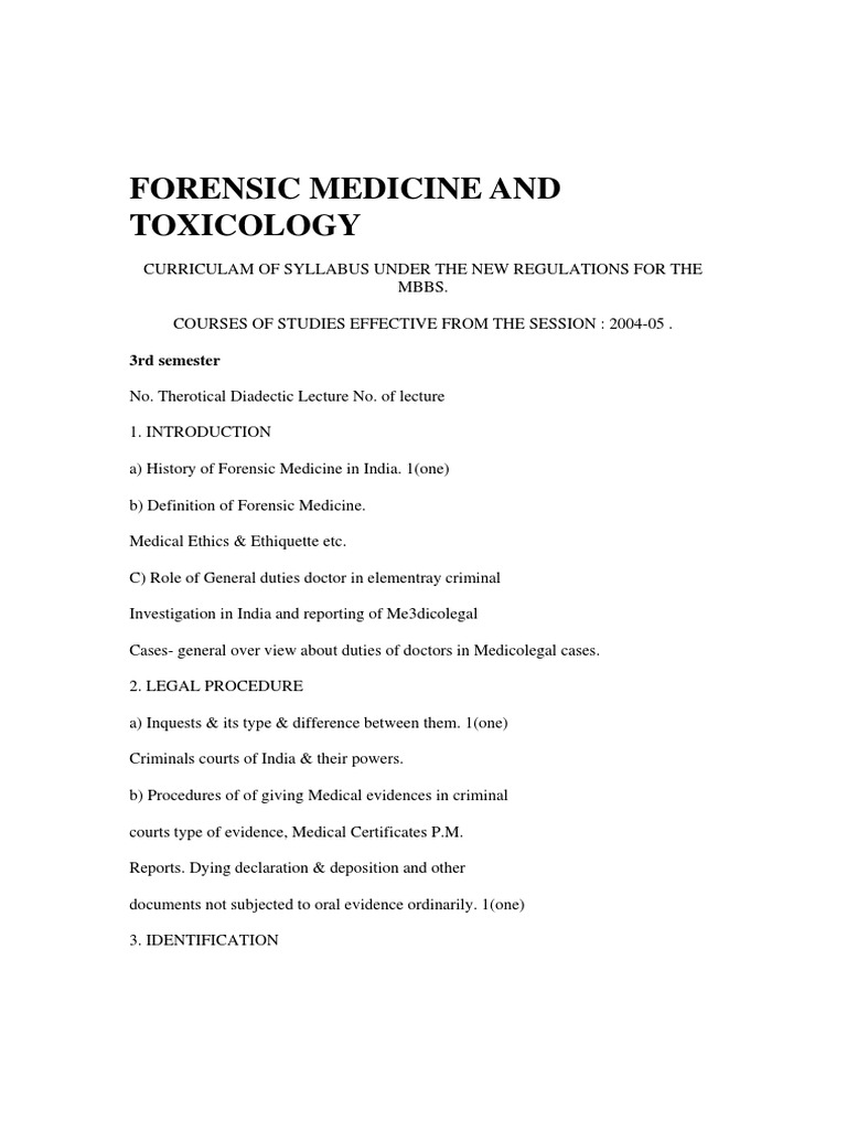 Forensic Medicine and Toxicology - Mbbs | PDF | Forensic Science ...