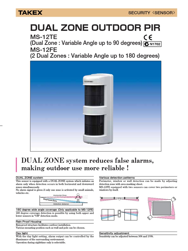 Takex MS-12FE Data Sheet | PDF | Sensor | Components