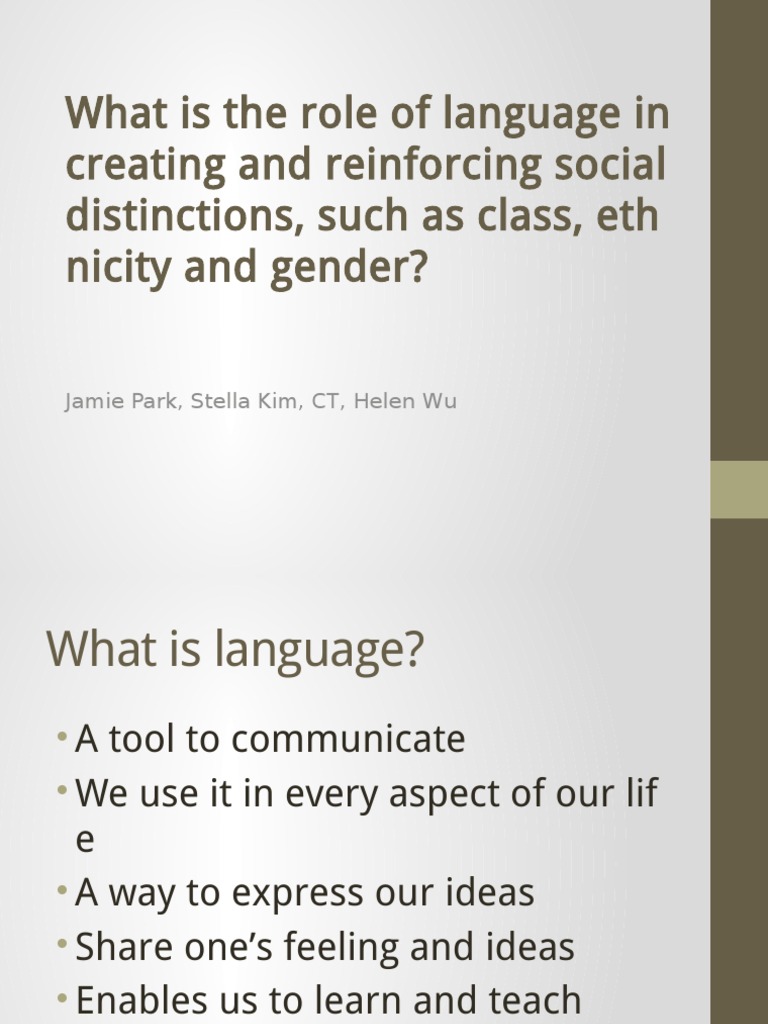 Language's Role in Social Distinctions | PDF | Foreign Language Studies ...