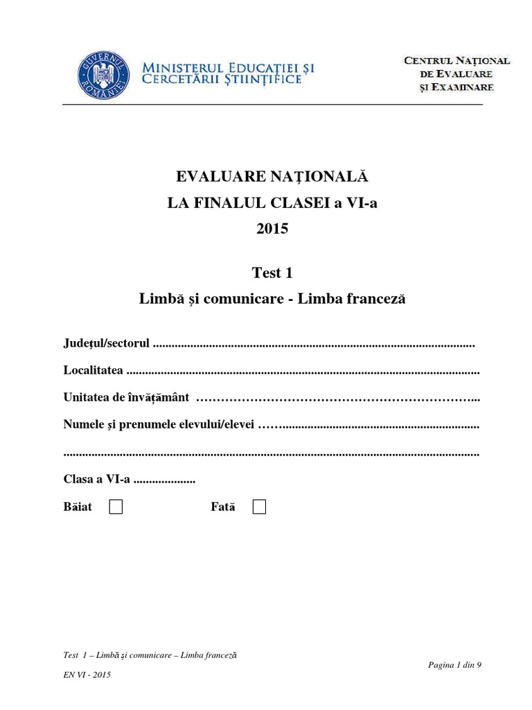 Test 1 Limba Comunicare Franceza | PDF