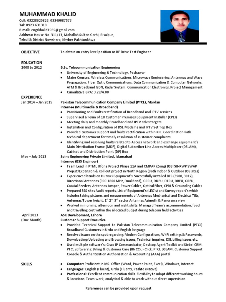 Muhammad Khalid CV | PDF | Internet Access | Digital Subscriber Line