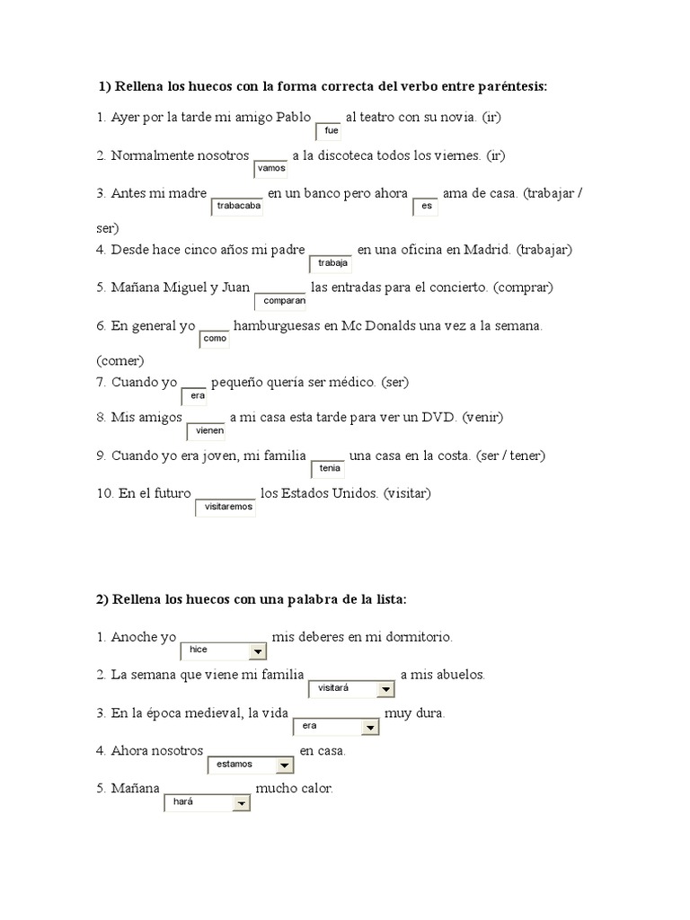 Repaso Tiempos Verbales Español | PDF