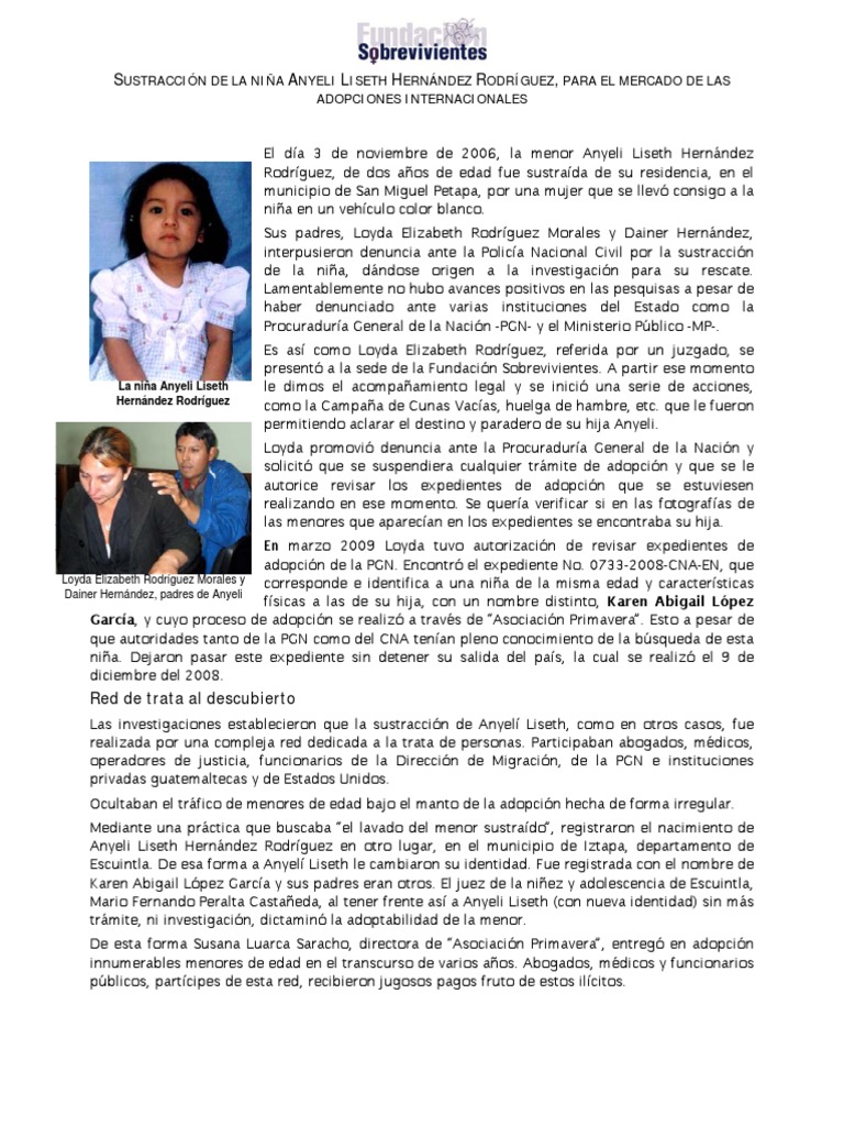 Sustracción de La Niña Anyeli Liseth Hernández Rodríguez | PDF ...
