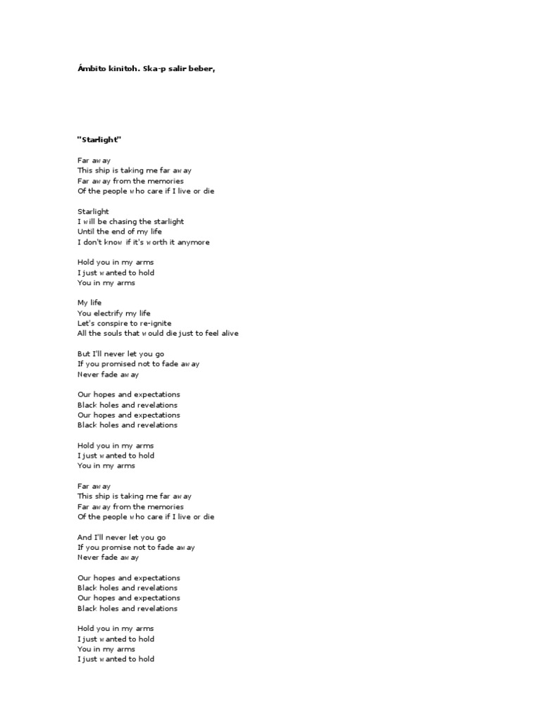 Muse. Lyrics. | PDF | Leisure | Nature