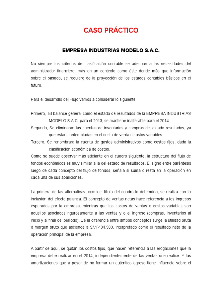 Caso Práctico Flujo de Caja | PDF | Estado de resultados | Contabilidad