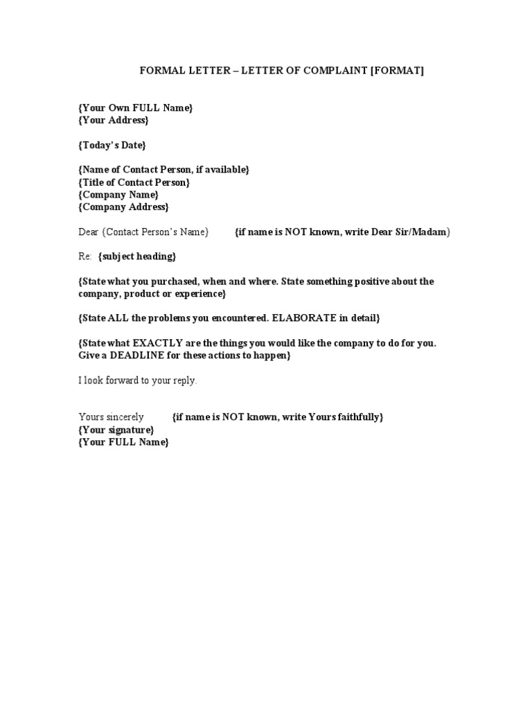 Format Of Letter Writing Formal