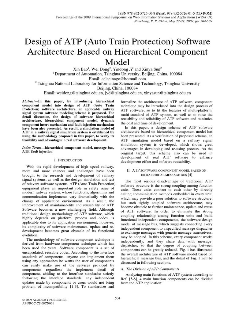 Design of ATP Software Architecture Based On Hierarchical Component Model PDF | PDF | Component ...