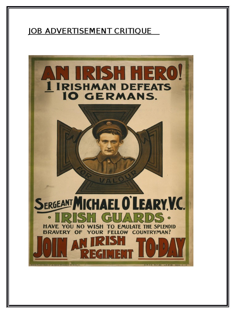 Irish Army Recruitment Ad Analysis | PDF