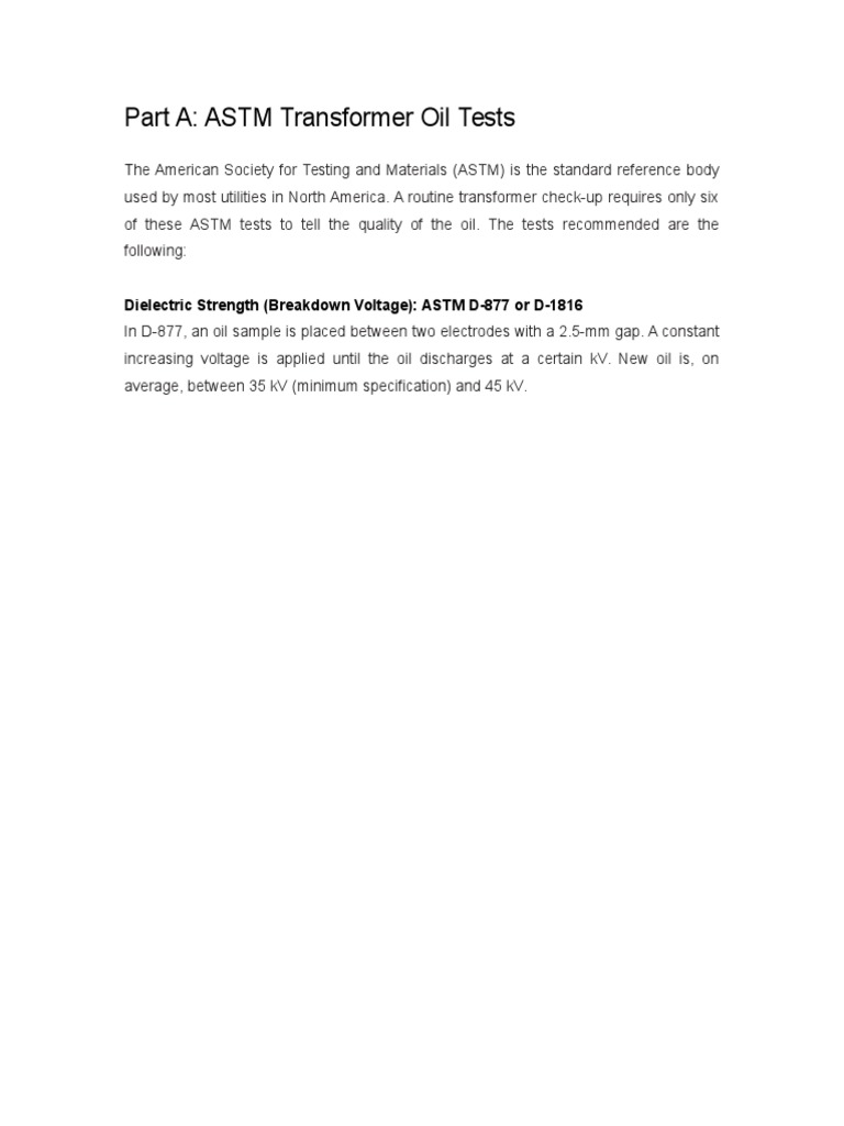 ASTM Transformer Oil Tests | PDF | Transformer | Chemical Substances