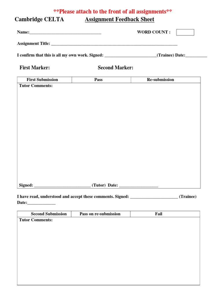 Assignment Feedback Sheet Nov 12 | PDF