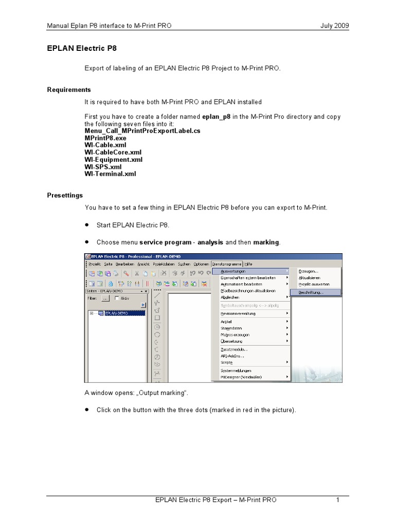 EPLAN Electric P8 Export – M-Print PRO: A Guide to Configuring the Interface Between EPLAN P8 ...
