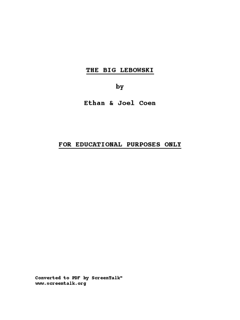 The Big Lebowski Script | PDF | Leisure