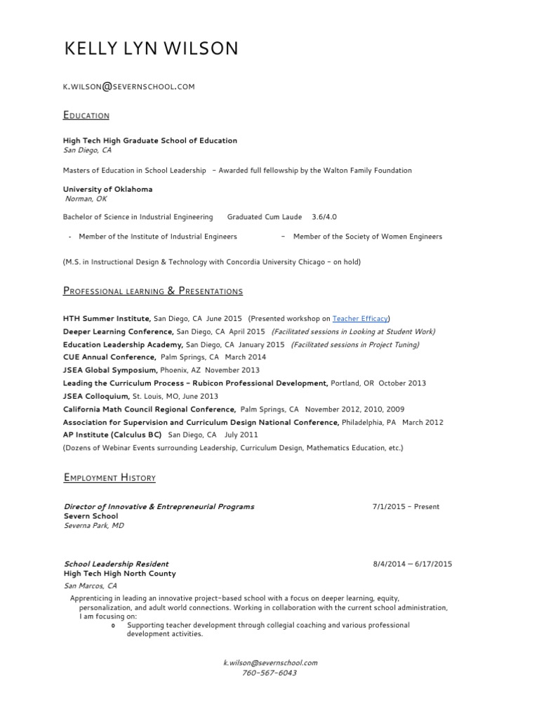 Kelly Lyn Wilson Resume | PDF | Teachers | Accenture