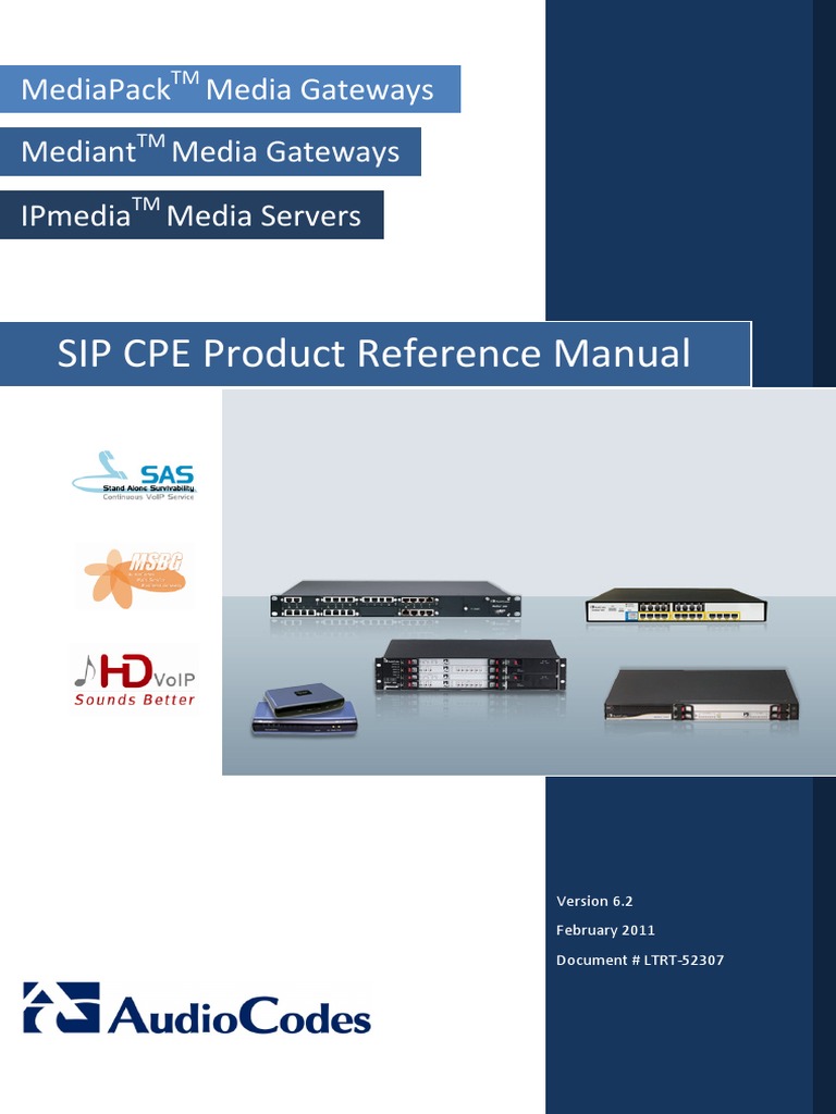 Audiocodes SIP CPE Product Reference Manual Ver. 6.2 LTRT-52307 | PDF | Session Initiation ...