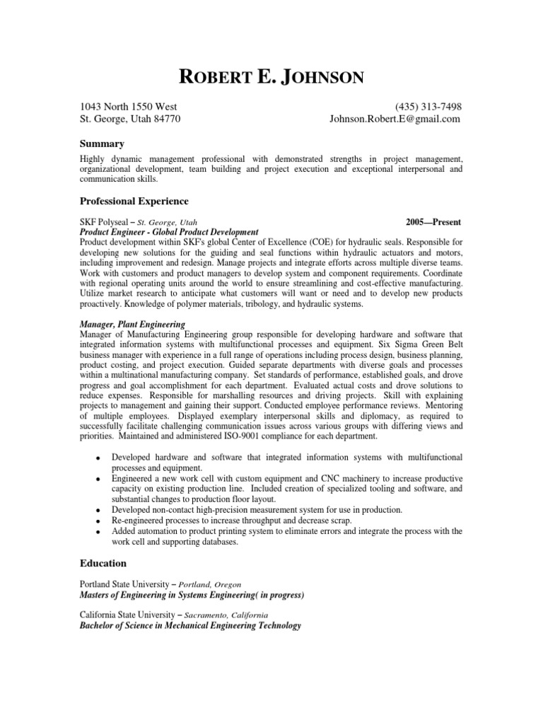 Robert Johnson Resume | PDF | Engineering | Information System