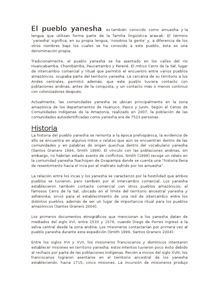 Yanesha | PDF | Perú | Mitología