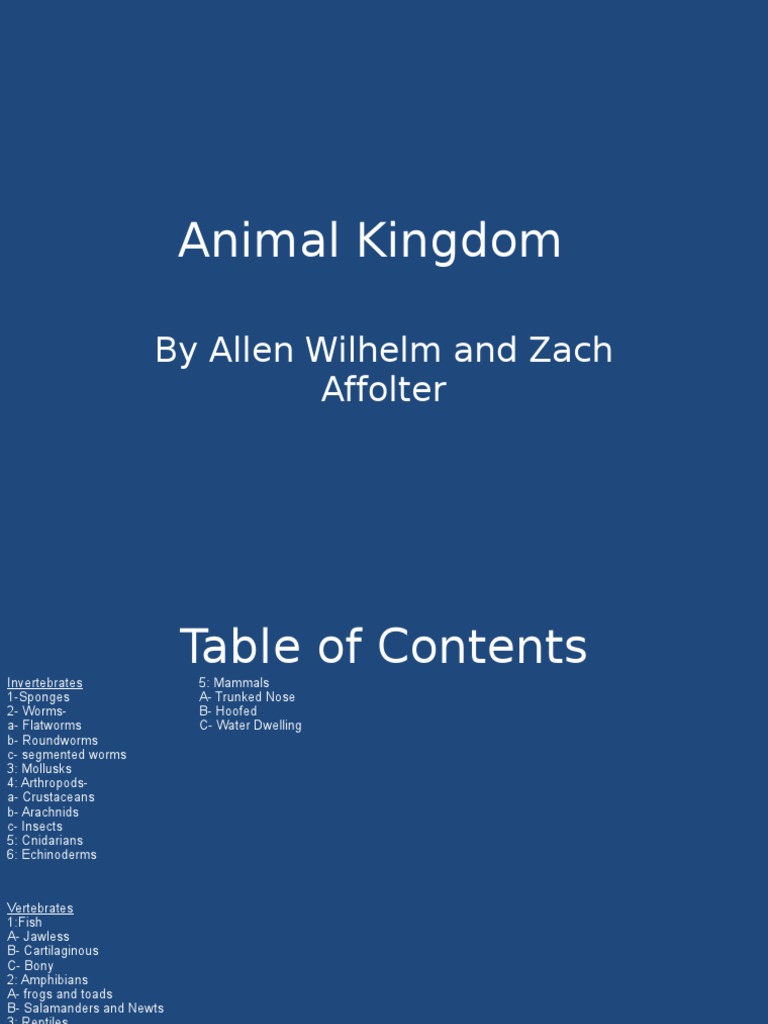 Animal Kingdom: by Allen Wilhelm and Zach Affolter | PDF | Amphibian ...