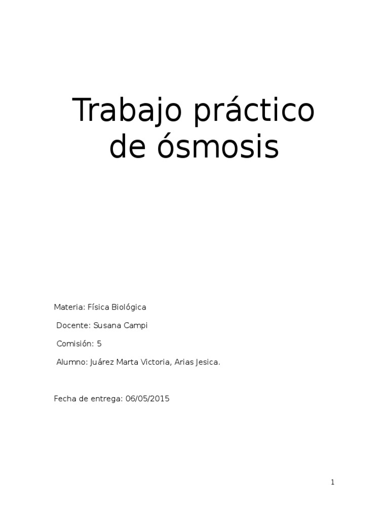 TP Osmosis 2015 | PDF | Ósmosis | Química Física