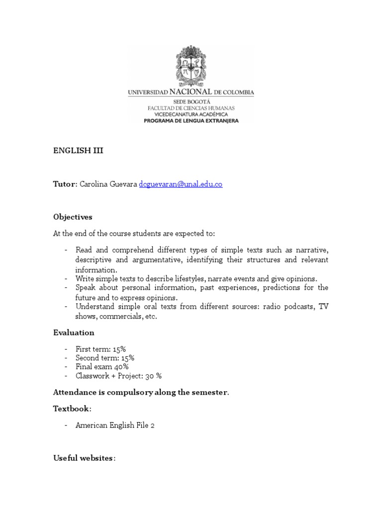 English III Course Overview and Objectives | PDF