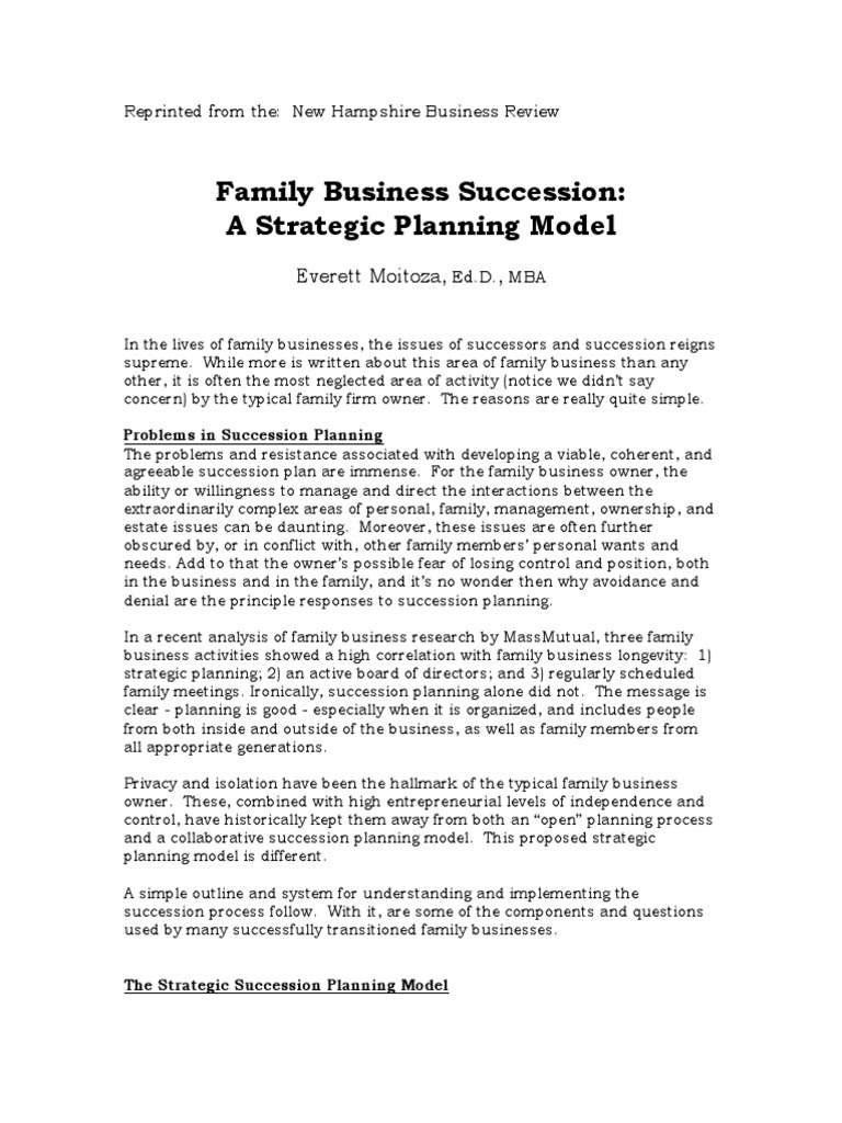 Family Business Succession Guide | PDF | Succession Planning ...