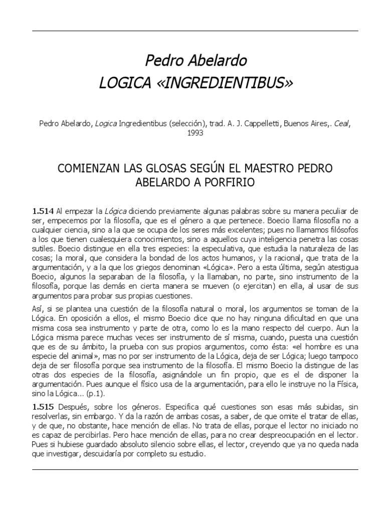 Abelardo Pedro - Logica Ingredientibus | PDF | Esencia | Aristóteles