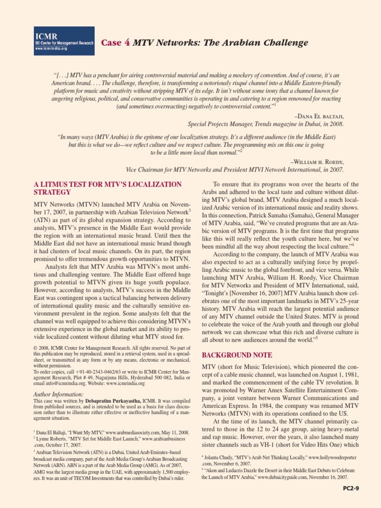 MTV Case - 1 | PDF | Mtv | Broadcasting Companies Of The United States