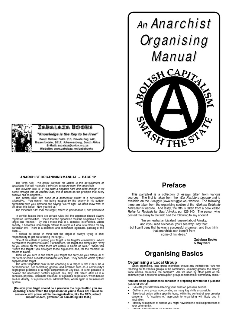 An Anarchist Organizing Manual | PDF | Anarchism | Time