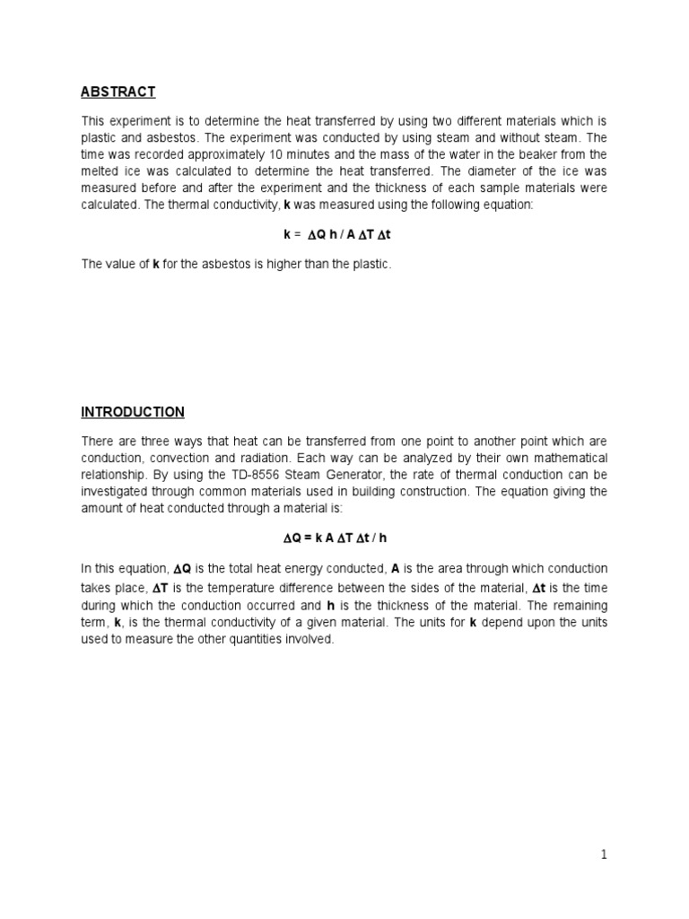 Thermal Conductivity Report | PDF | Thermal Conduction | Thermal ...