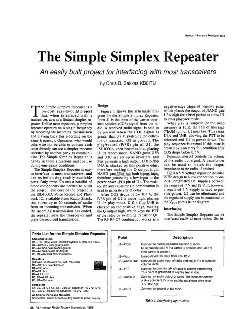 Simplex Repeater DIY Guide | PDF | Capacitor | Telecommunications ...