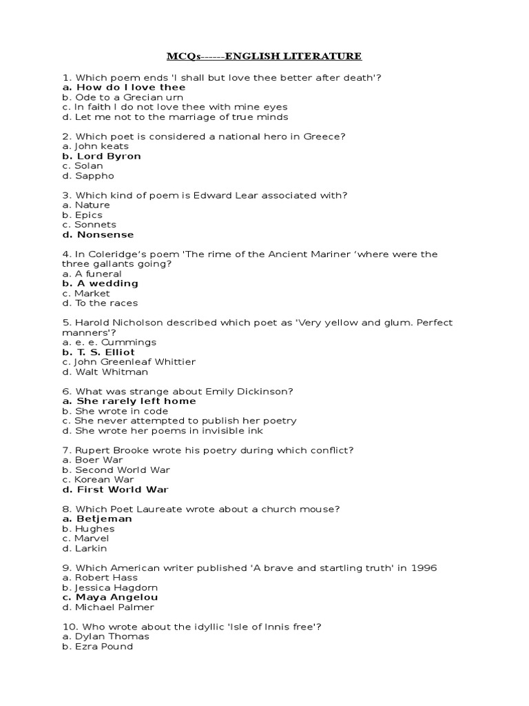 Literary Devices and Poetic Forms: An Assessment of English Literature ...