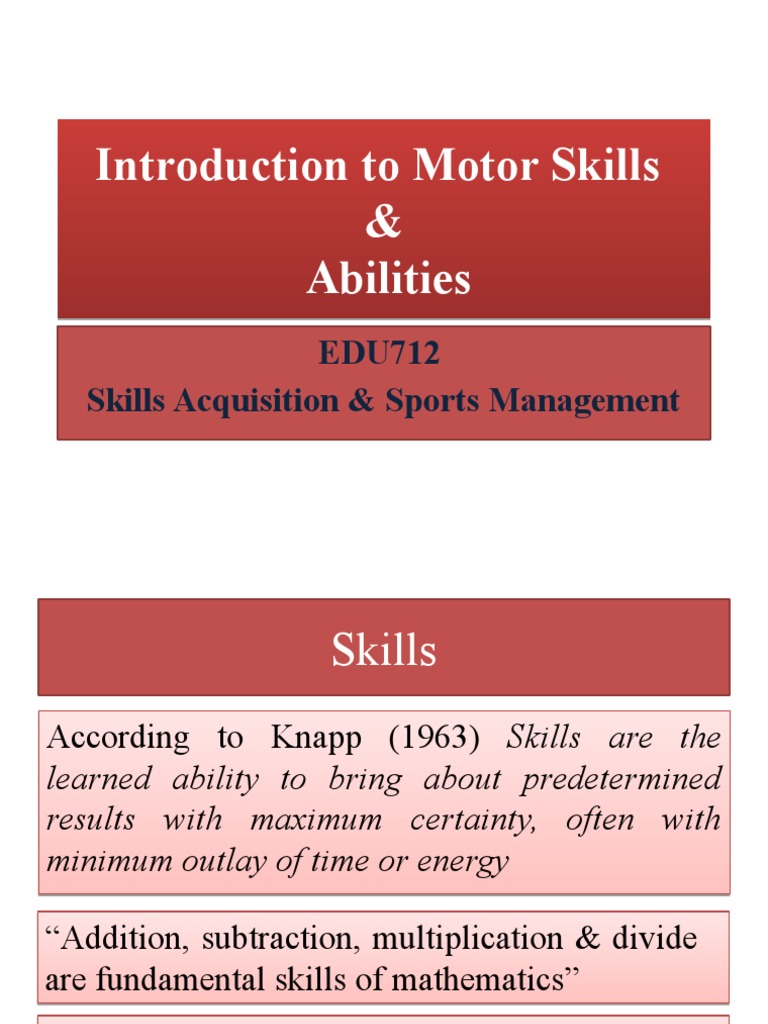 Introduction to Motor Skills v&v Abilities | Motor Coordination ...