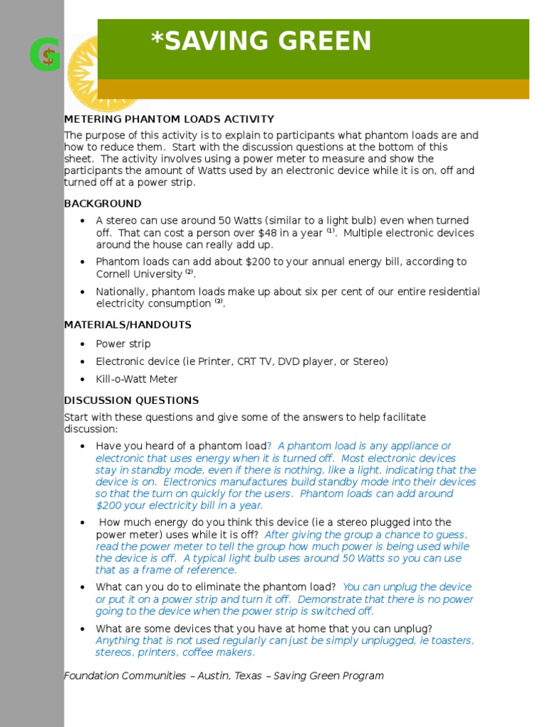 Foundation Metering Phantom Loads | PDF | Consumer Electronics ...