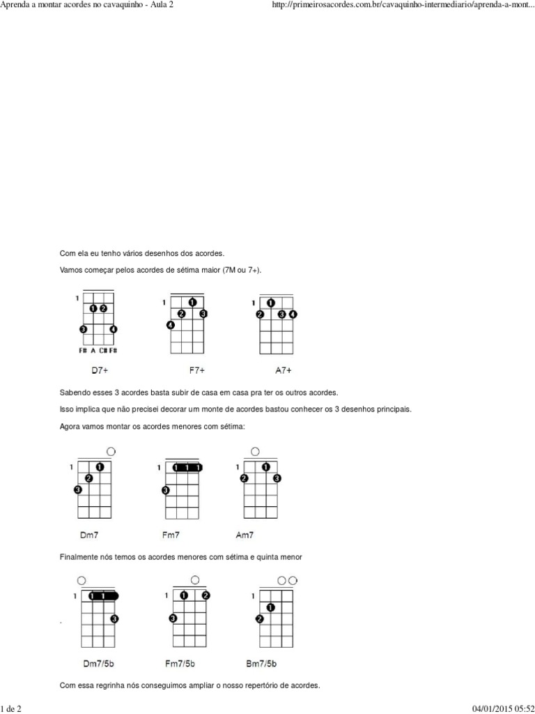 Aprenda A Montar Acordes No Cavaquinho - Aula 2 | PDF