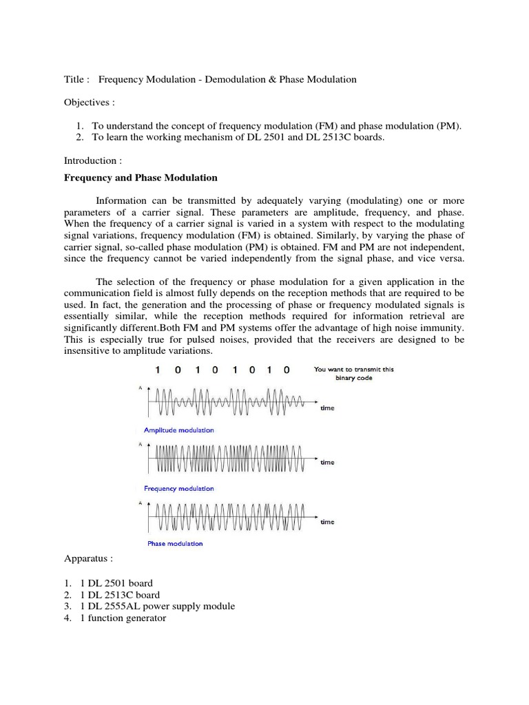 Frequency Modulation - Demodulation & Phase Modulation | PDF ...