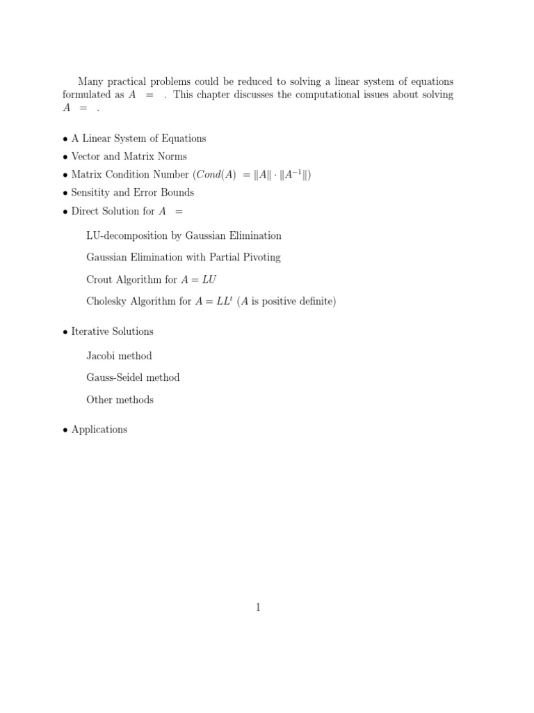 Direct and Iterative Methods For Solving Linear Systems of Equations | Download Free PDF ...