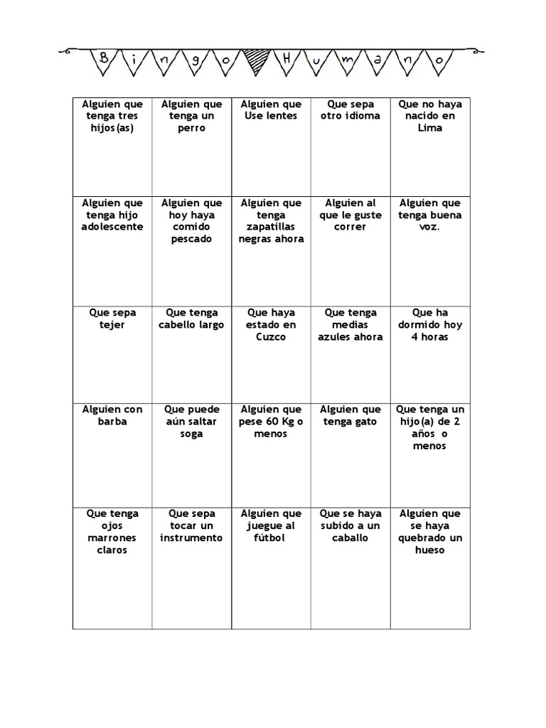 Taller Bingo Humano | PDF | Estilo de vida