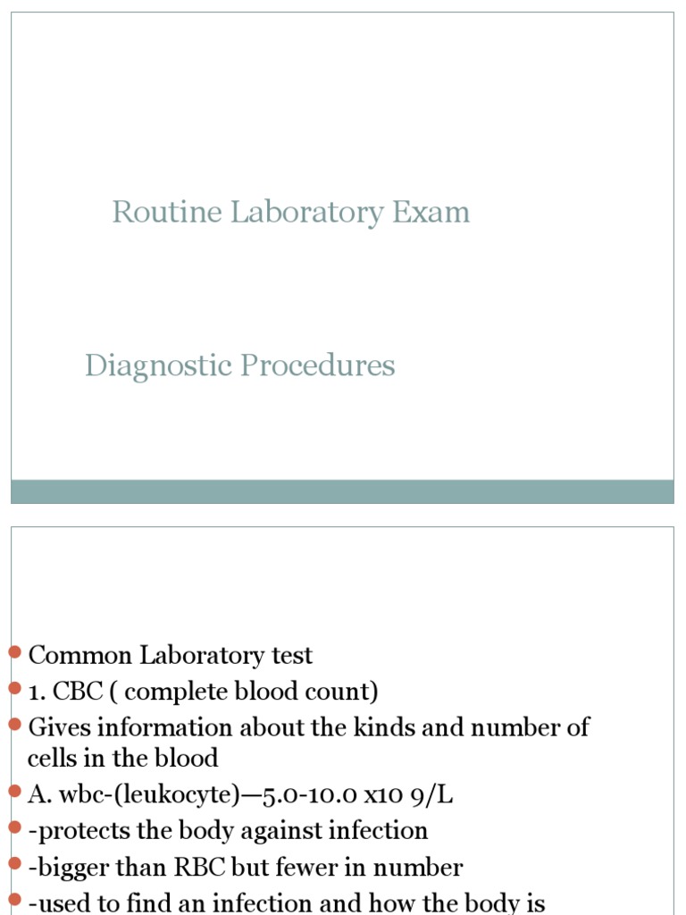 Routine Laboratory Exam | PDF | White Blood Cell | Red Blood Cell