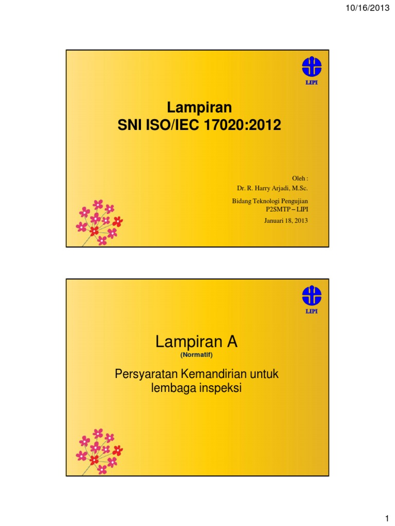 Lampiran Sni Iso Iec 17020-2012 PDF | PDF