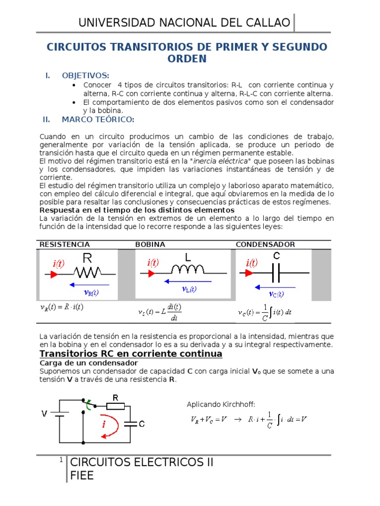 Circuitos Transitorios de Primer y Segundo Orden | PDF | Inductor | Condensador
