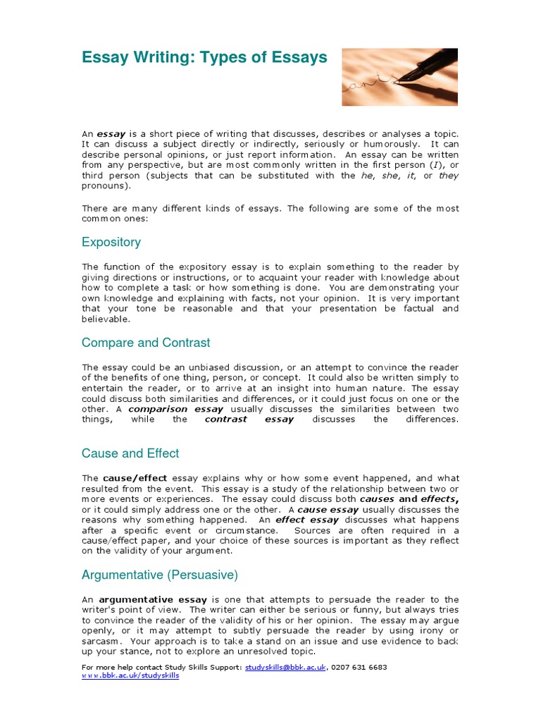 EssayWriting Types of Essays | PDF | Essays | Argument