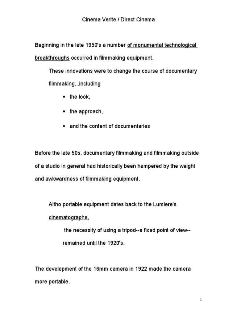 Cinema Verite | PDF | Documentary Film | Filmmaking