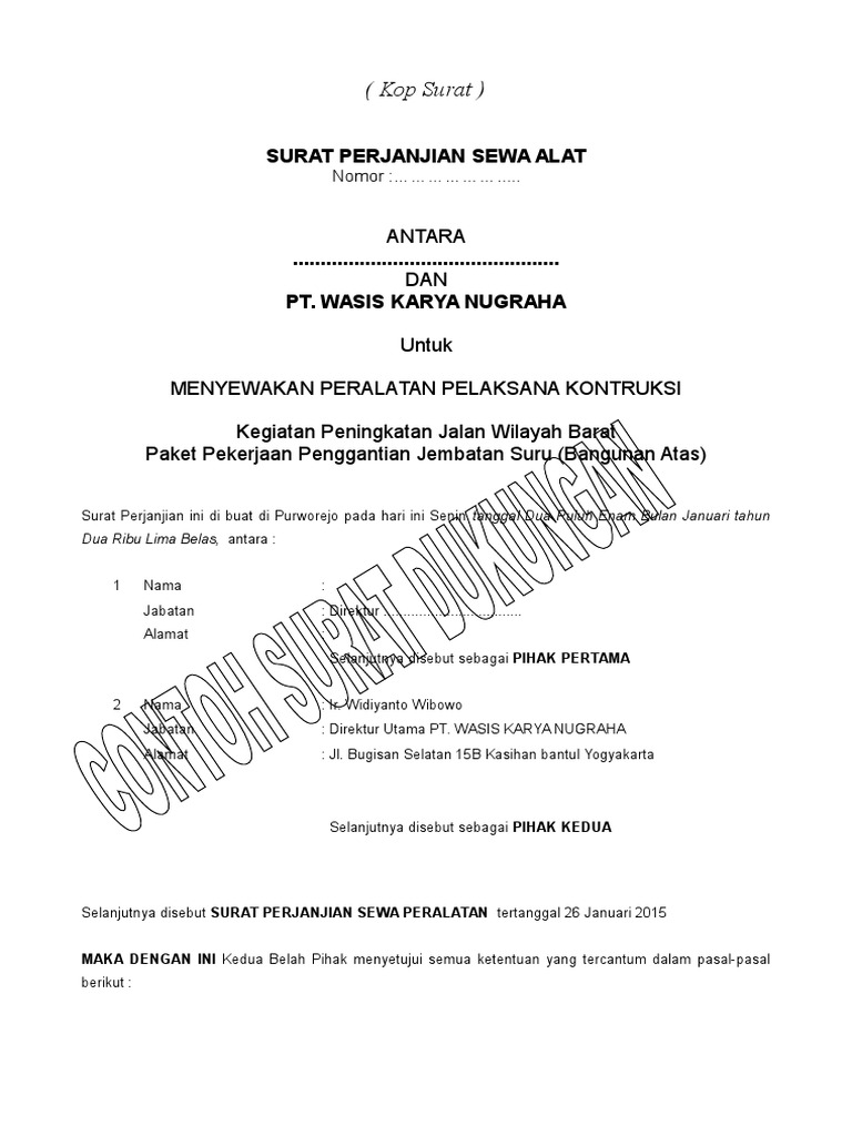 Contoh Surat Duk Alat (Crane) | PDF | Olahraga & Rekreasi
