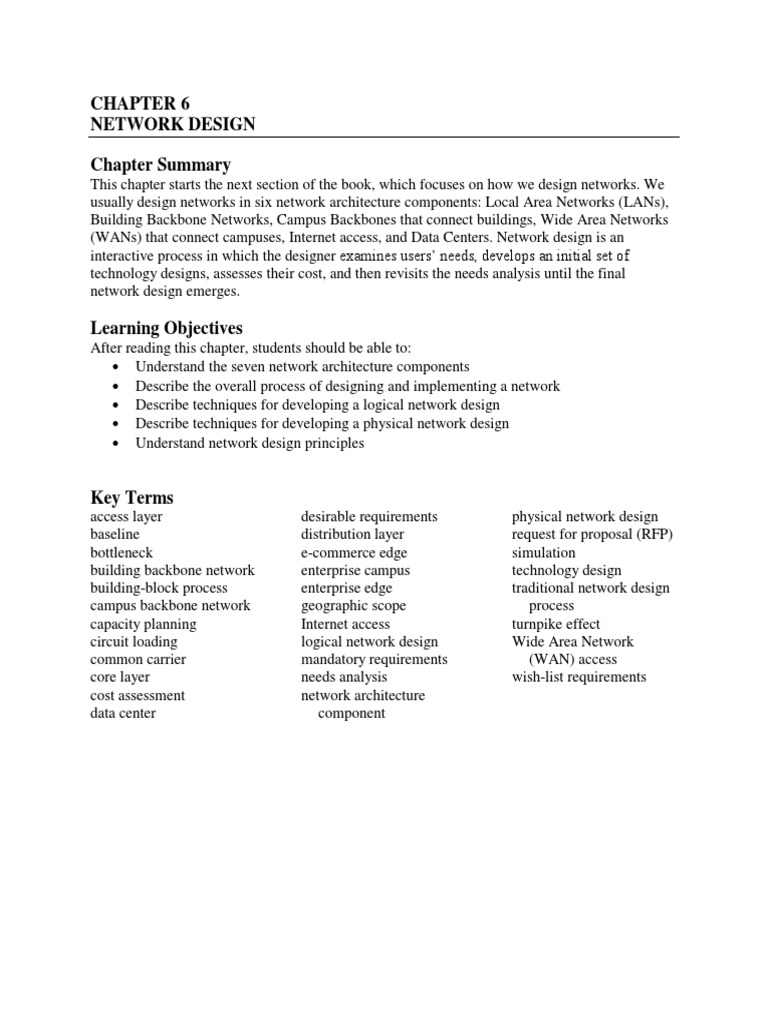 Ch06 Network Design Q&A | PDF | Network Switch | Request For Proposal