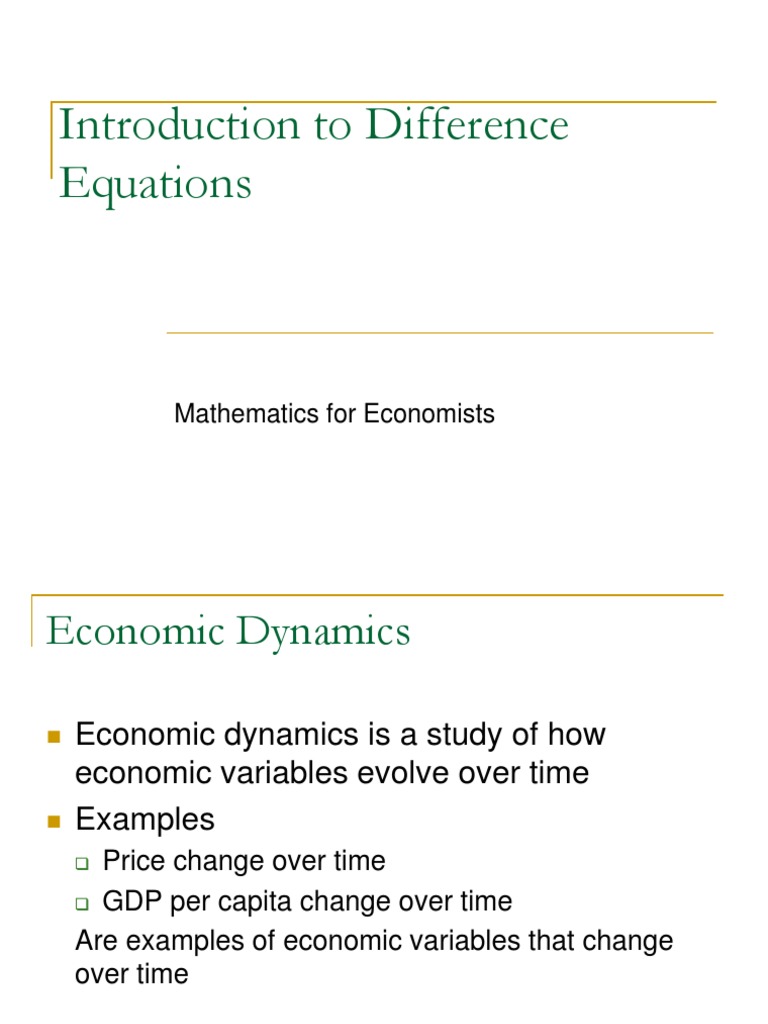 Lecture 9 Introduction To Difference Equations | PDF | Recurrence Relation | Equations