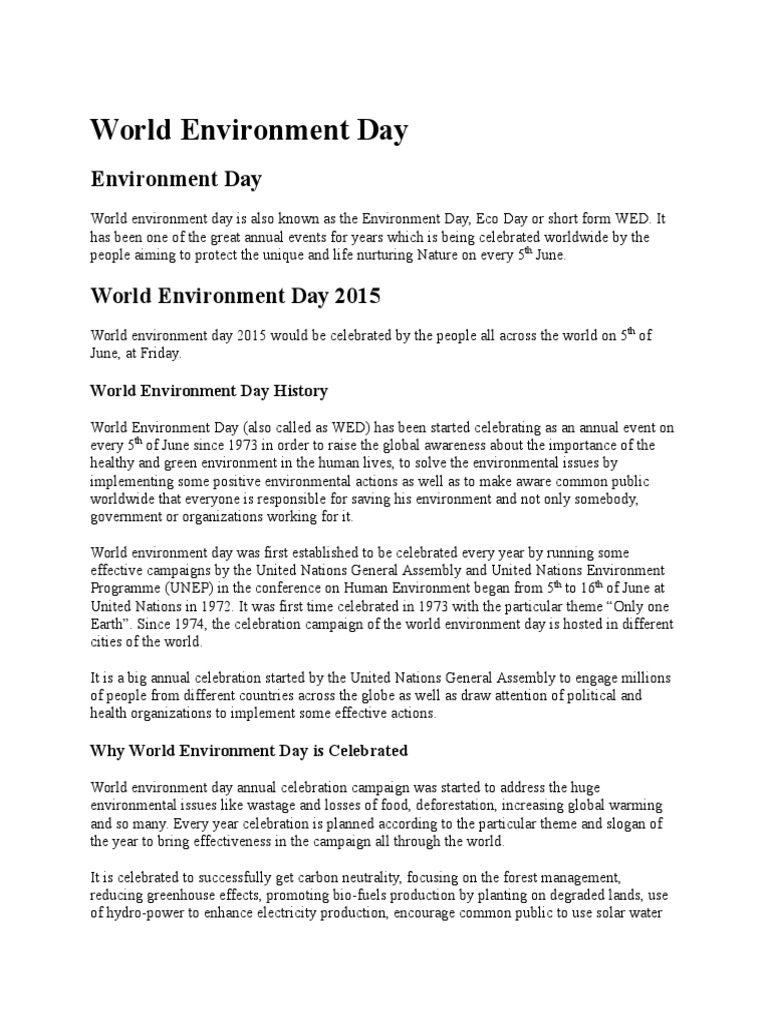 World Environment Day | PDF | Earth Sciences | Natural Environment